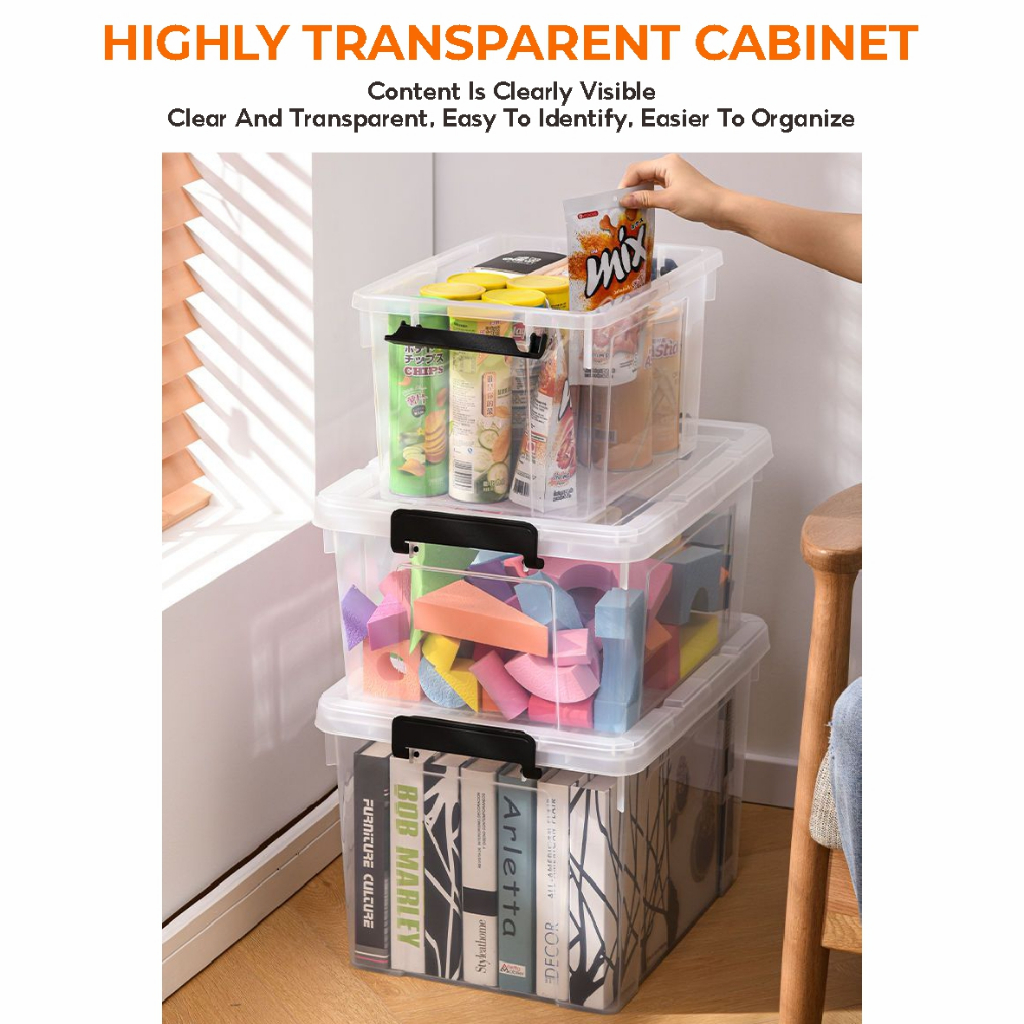 🇸🇬Lucky Home🔥Transparent Storage Box Organizer Stackable Container ...