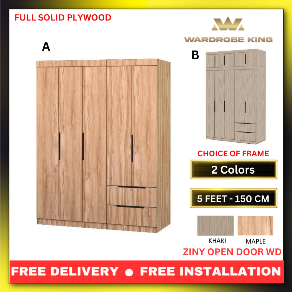 5ft ZINY 5 OPEN DOOR WD - Wardrobe King | Shopee Singapore