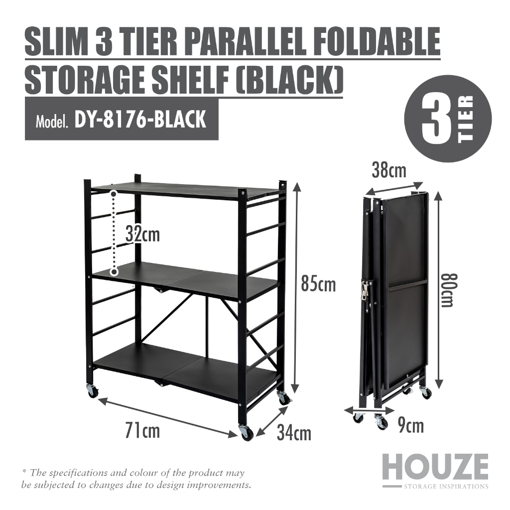 [HOUZE] SLIM 3 | 4 | 5 Tier Parallel Foldable Storage Shelf - Organizer ...
