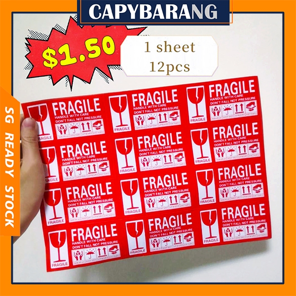 [SG Ready Stock] Fragile Stickers Labels/Cargo Label/Carton Box/ Bubble ...