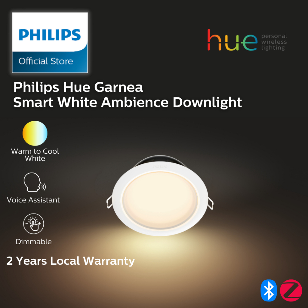 Philips Hue Garnea Smart Round Dimmable Downlight White Ambience with ...