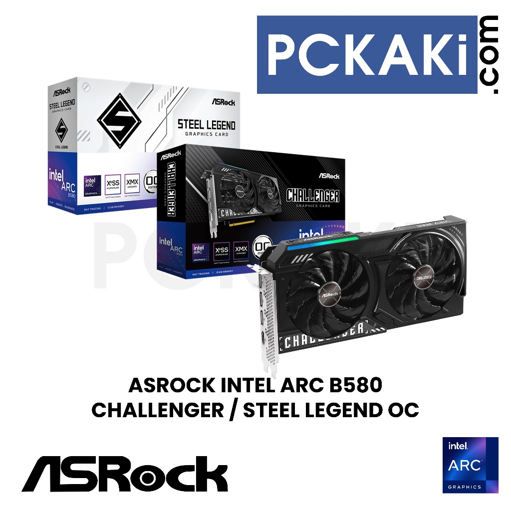 ASROCK INTEL ARC B580 CHALLENGER / STEEL LEGEND OC 12GB OC GRAPHIC CARD ...