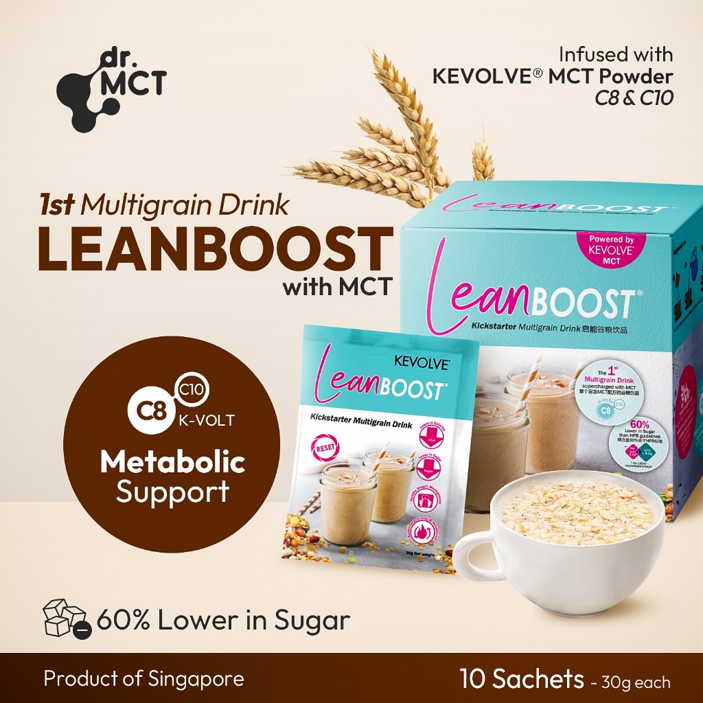 [dr. MCT®] LeanBoost Multigrain Drink Infused MCT Powder - 10 Sachets ...