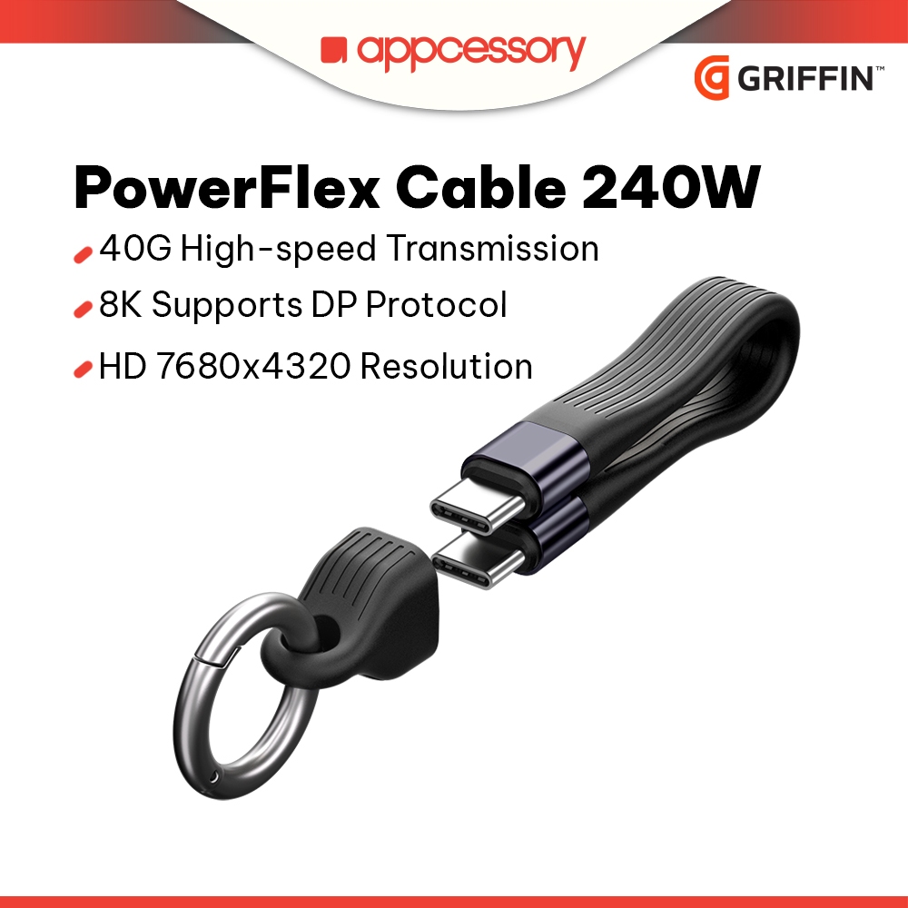 Griffin PowerFlex Type-C to Type-C 240W 40Gbps 8K Data Cable | Shopee ...