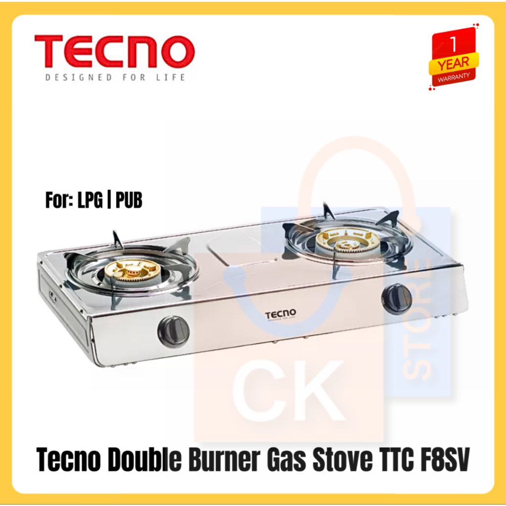 Tecno Double Burner Tabletop Gas Stove with Safety Valve TTCF8SV | TTC ...