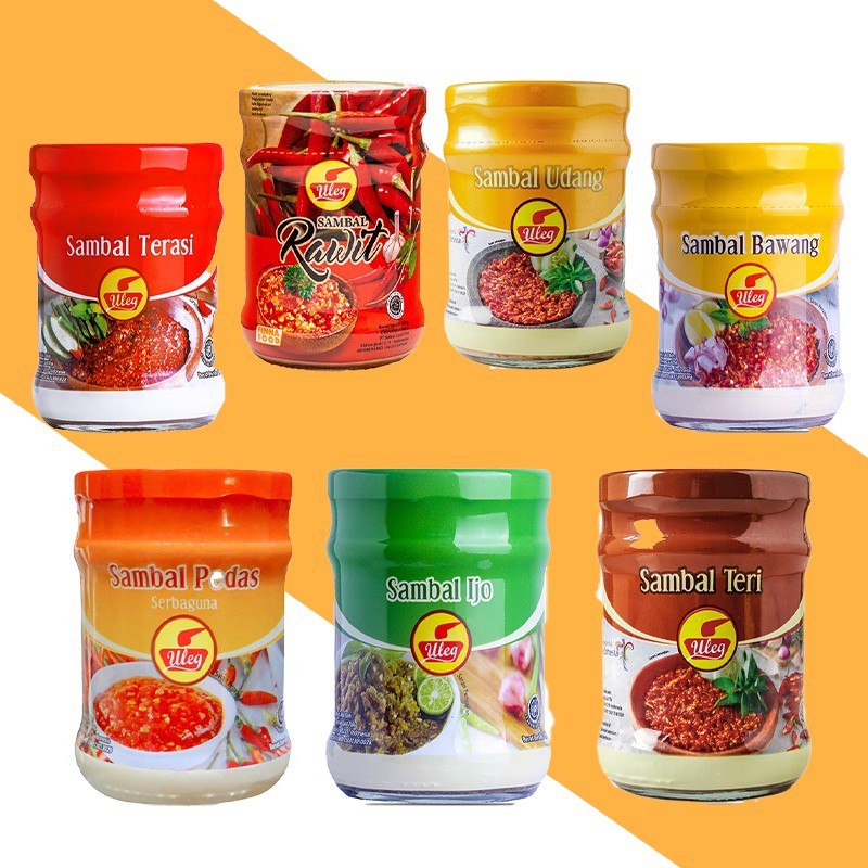Uleg Sambal Jar (1 bottle - 190g) Sambal Terasi / Ijo / Bawang / Pedas / Rawit / Kemiri / Teri ...