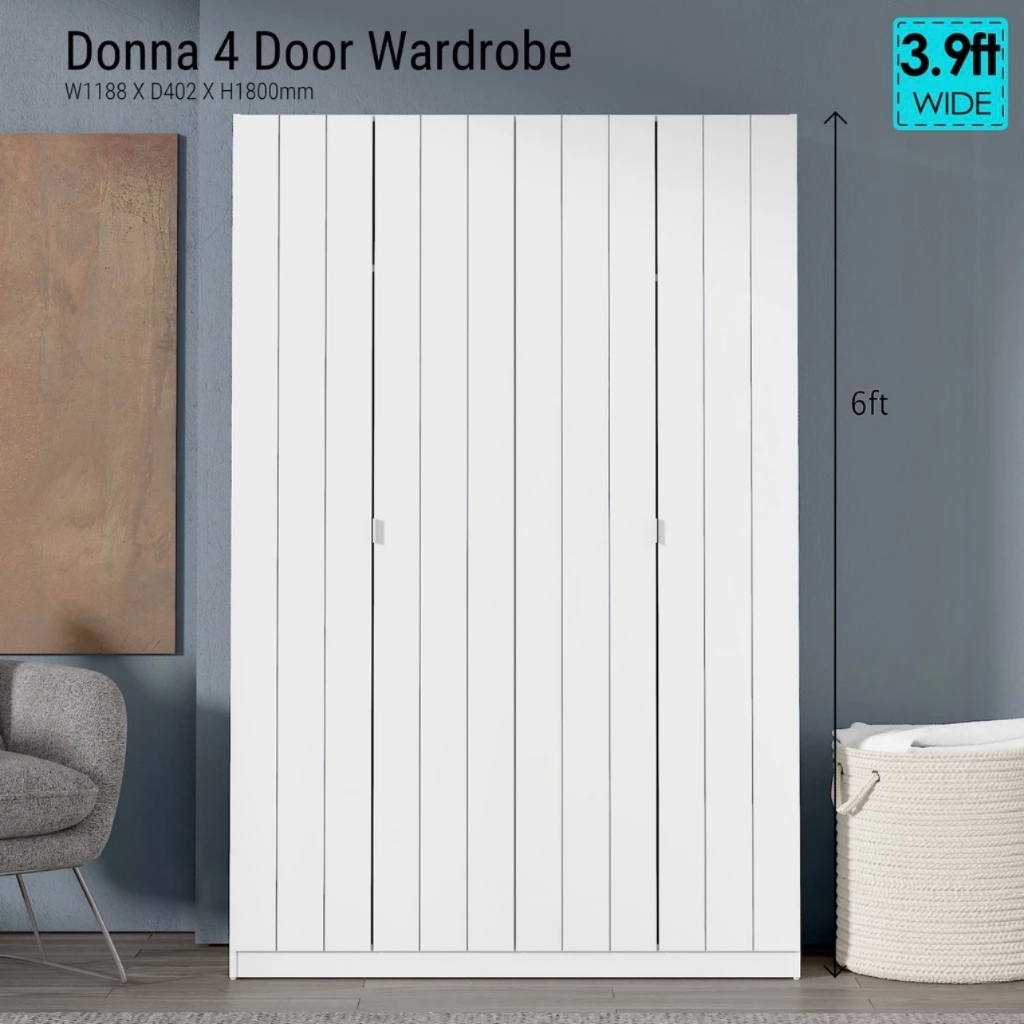 Luxe: Donna 4 Door Mirror Wardrobe | Storage Cabinet Organiser ...