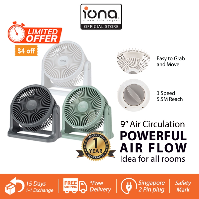 IONA 9 Inch Air Circulation High Velocity Fan | Floor Desk Small Fan ...