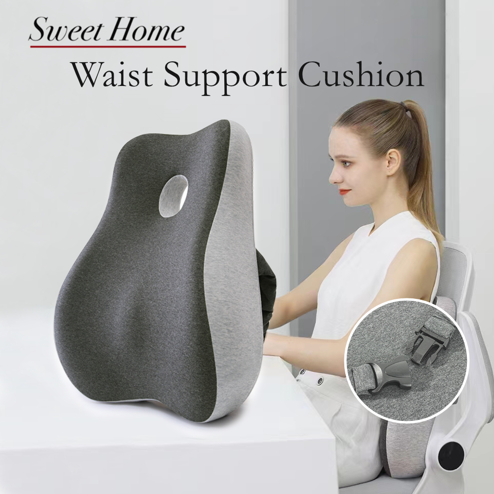 Lumbar Care Cushion Warped Waist Support Space Memory Foam Cushion Driving Office Chair Back Pad ...