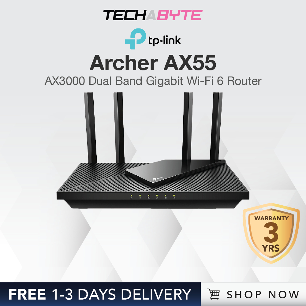 TP-link Archer AX55 | AX3000 Dual Band Gigabit Wi-Fi 6 Router | Shopee ...