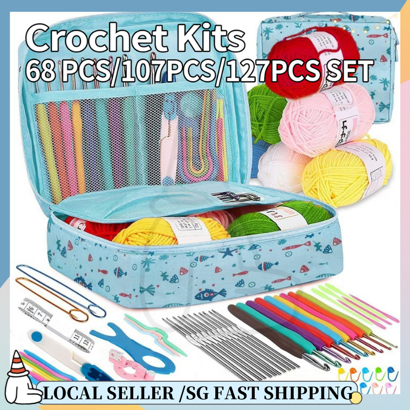 SG READY STOCK Crochet Kit Set Yarn Needles DIY For Beginner | Shopee ...