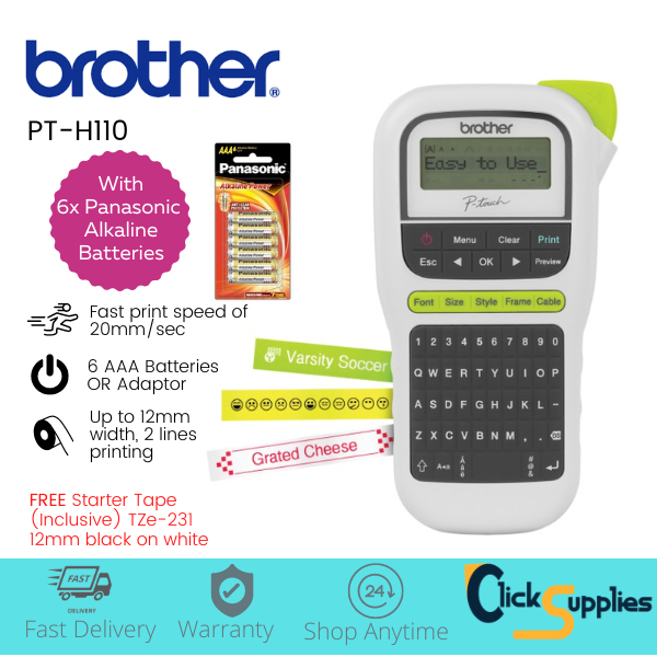 Labelling Machine Brother PT-H110 Label Printer up 12mm with Tze 12mm ...