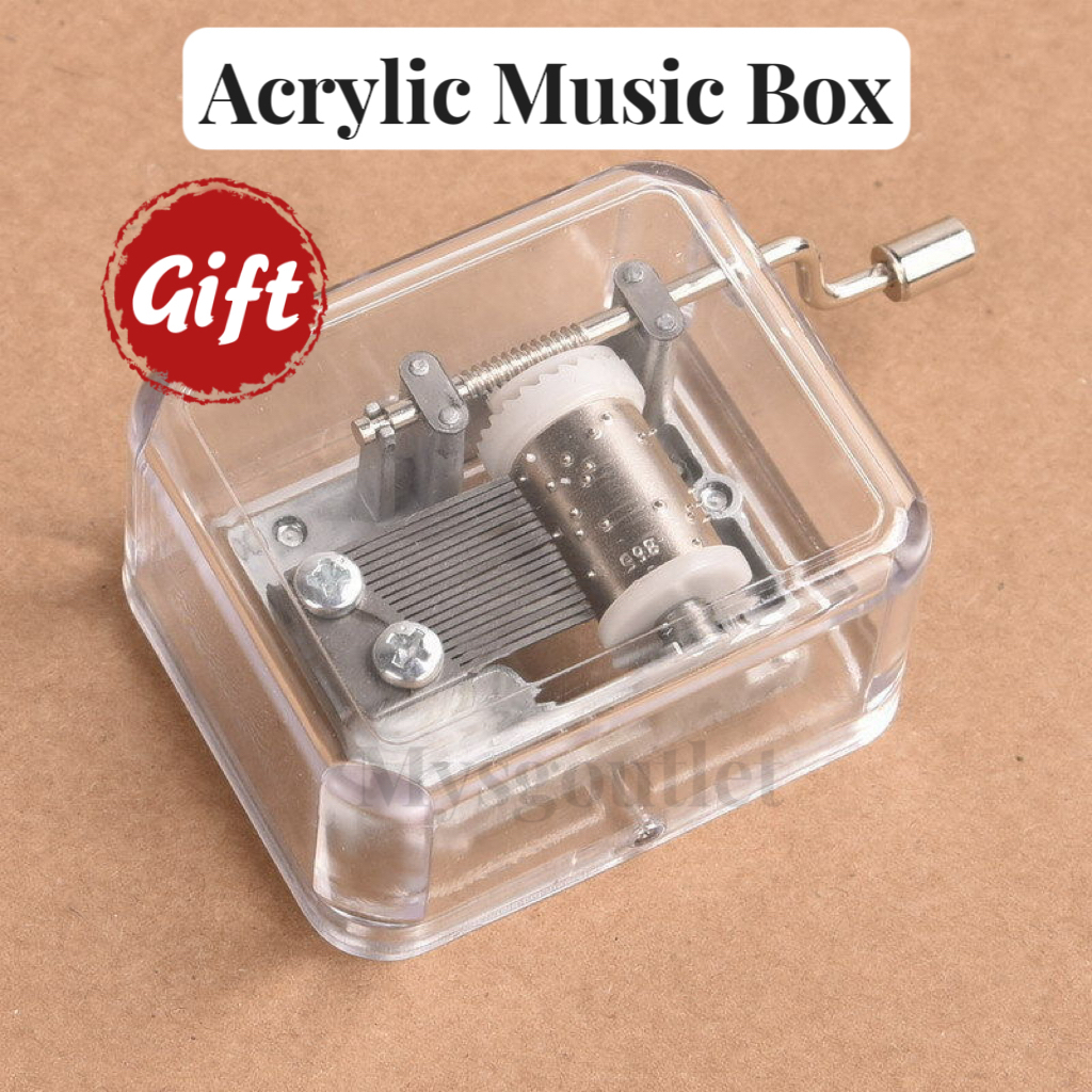 SG Stock Acrylic Music Box Manual Winding Music Toy Wind-Up Movement ...