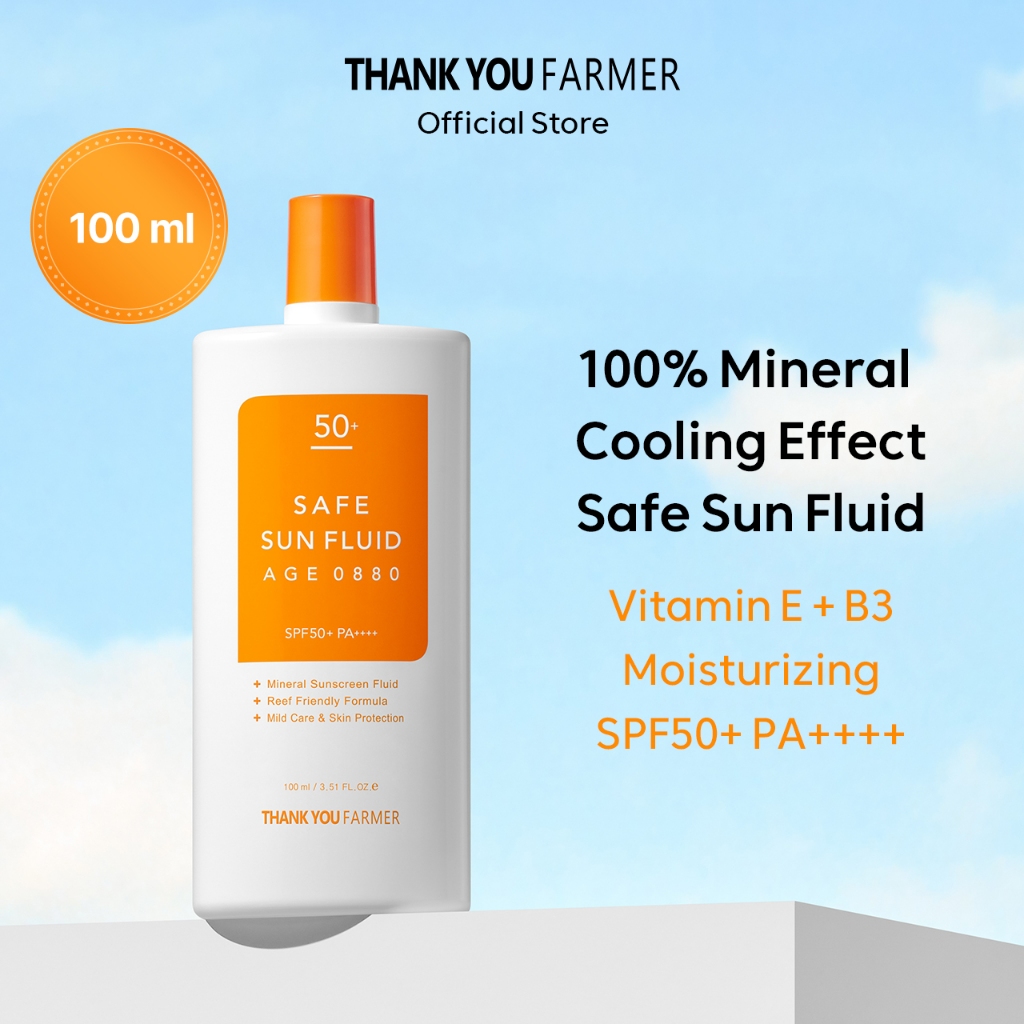 THANK YOU FARMER Safe Sun Fluid SPF50+ PA++++ 100ml Cooling Vitamin ...