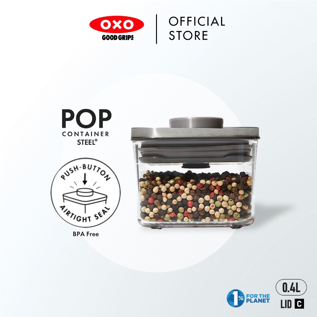 OXO Steel® POP Container Stainless Steel Small Square Mini 0.4L ...