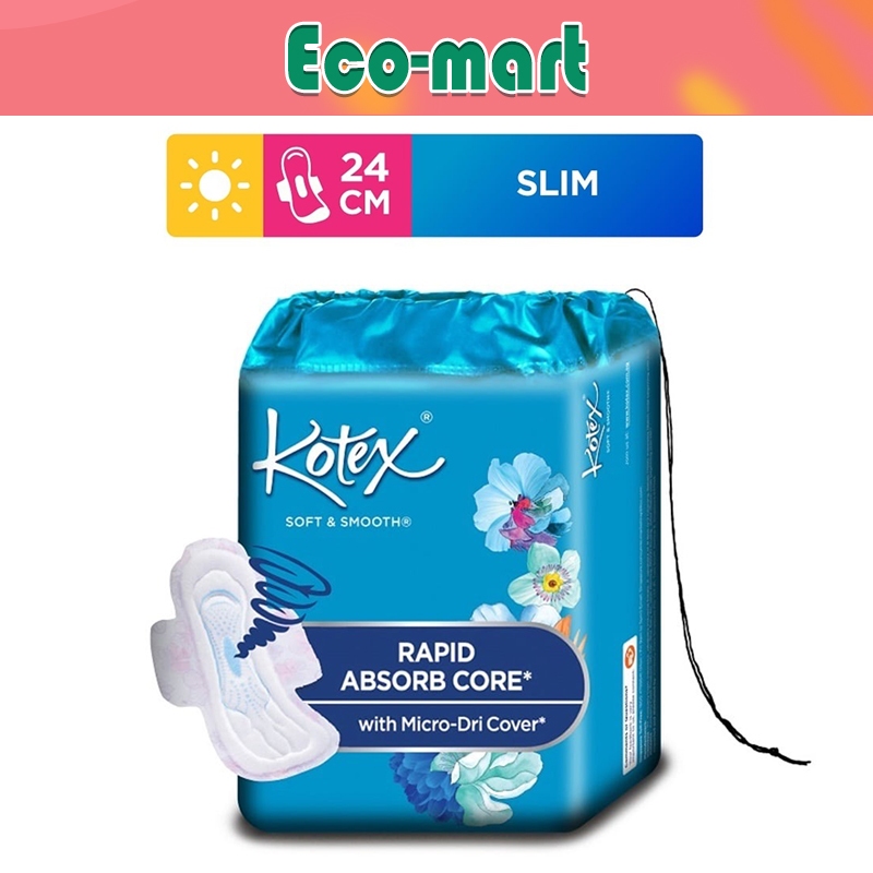 [Bundle of 2 ] Kotex Soft and Smooth Slim Wing Feminine Care Pads, 24cm ...