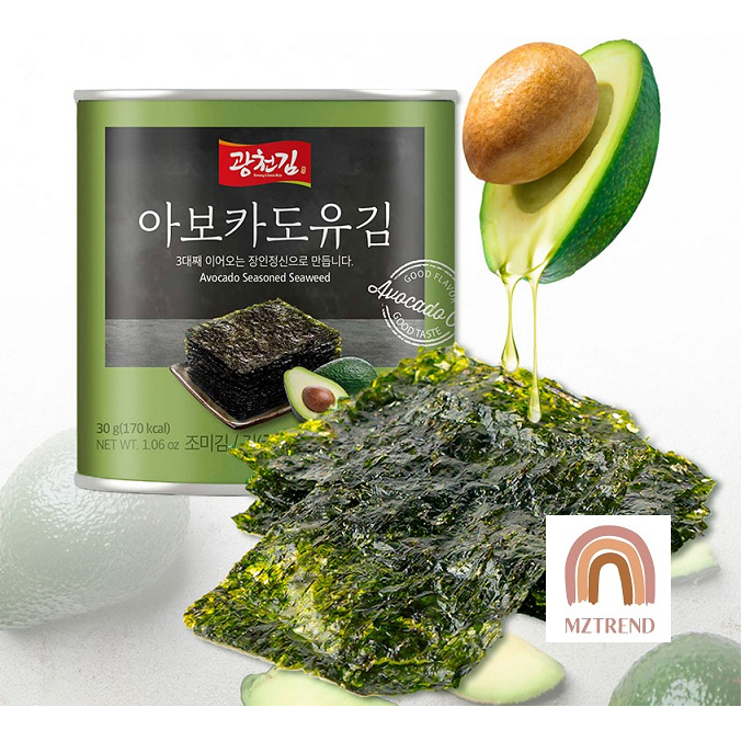 [MZTREND] Kwang Cheon Kim Avocado Oil Seasoned Seaweed in Can 30g ...