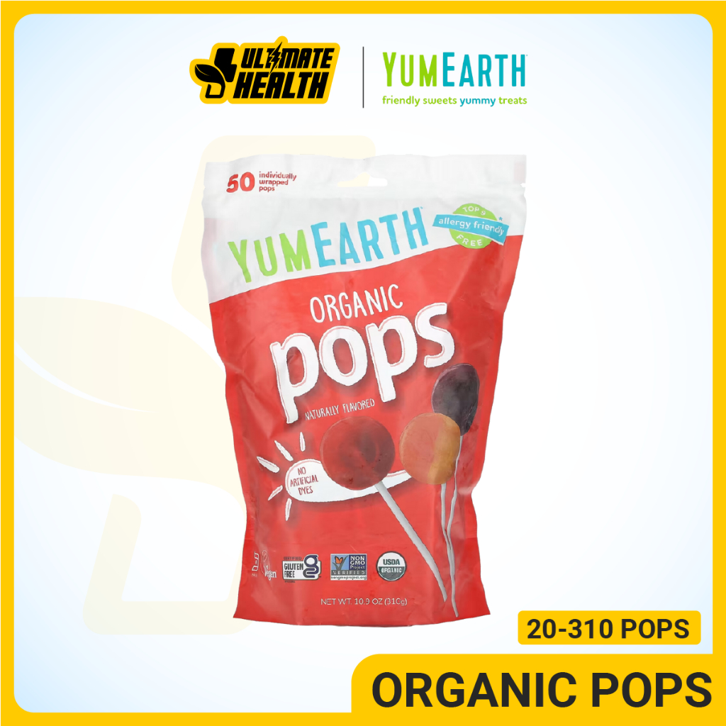 YumEarth, Organic Pops, Vitamin C, Assorted Flavors, 20 - 310 Pops ...