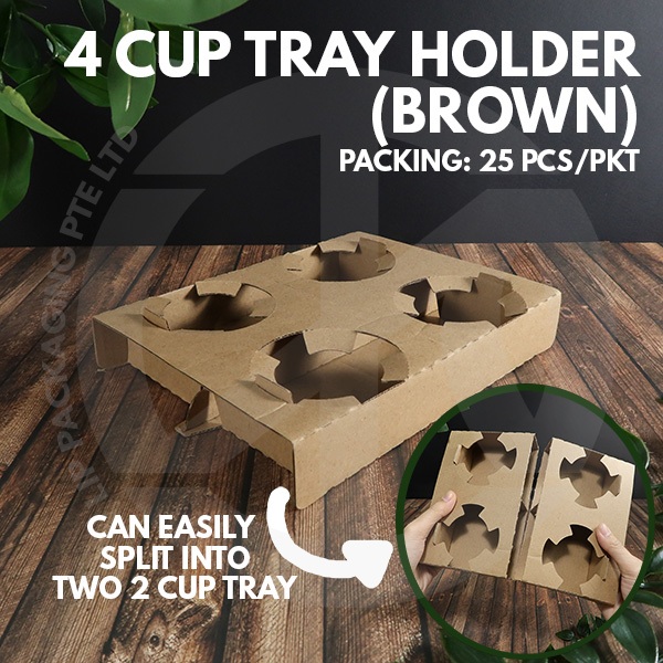 4 Cup Tray Holder (25pcs/pkt) / 4 Cup Carrier Tray / Cup Holder ...