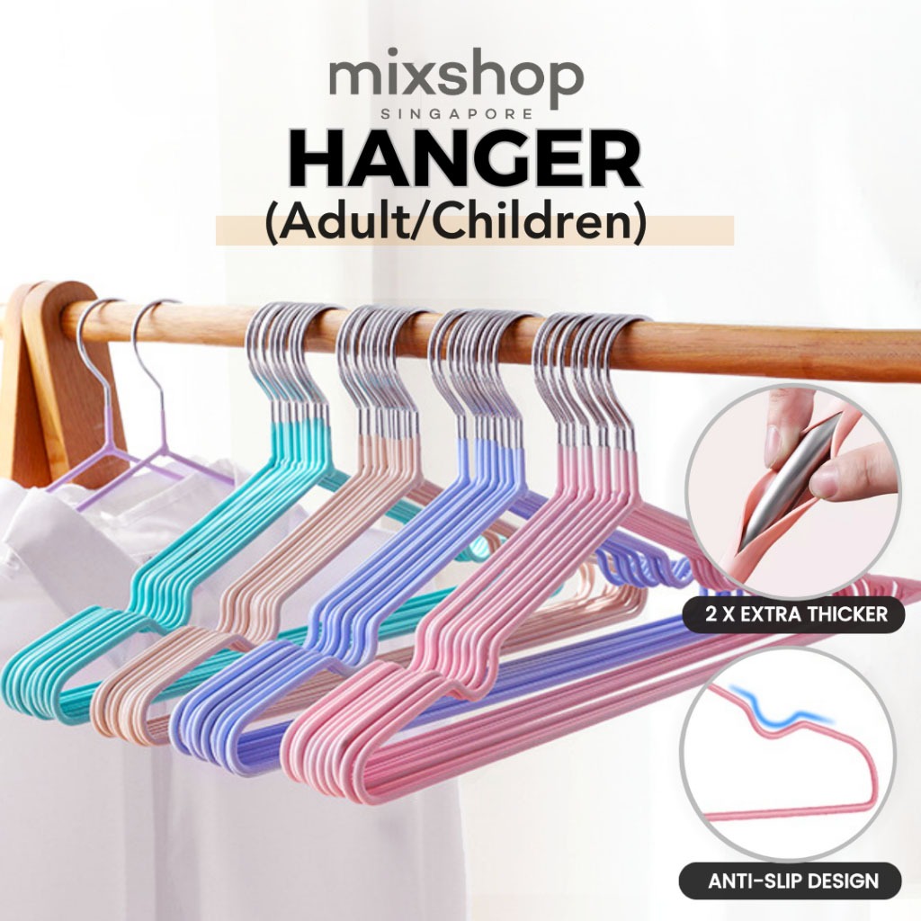 mixshop Extra Thick Stainless-Steel PVC Anti-Slip Matel Hanger, Adult ...