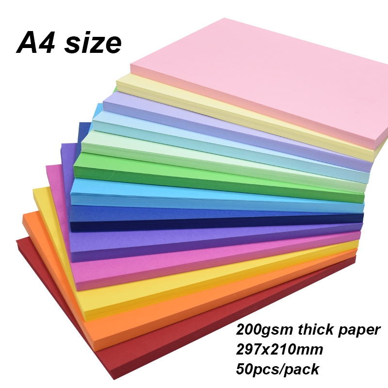 50pcs/pack 200gsm A4 Thick Hard Cardboard Cutting Paper Origami DIY ...