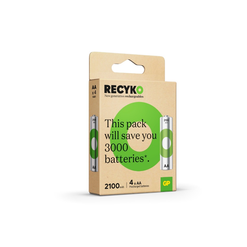 GP ReCyko NiMH 4x AA 2100 mAh Rechargeable Battery (New ReCyko 21 ...