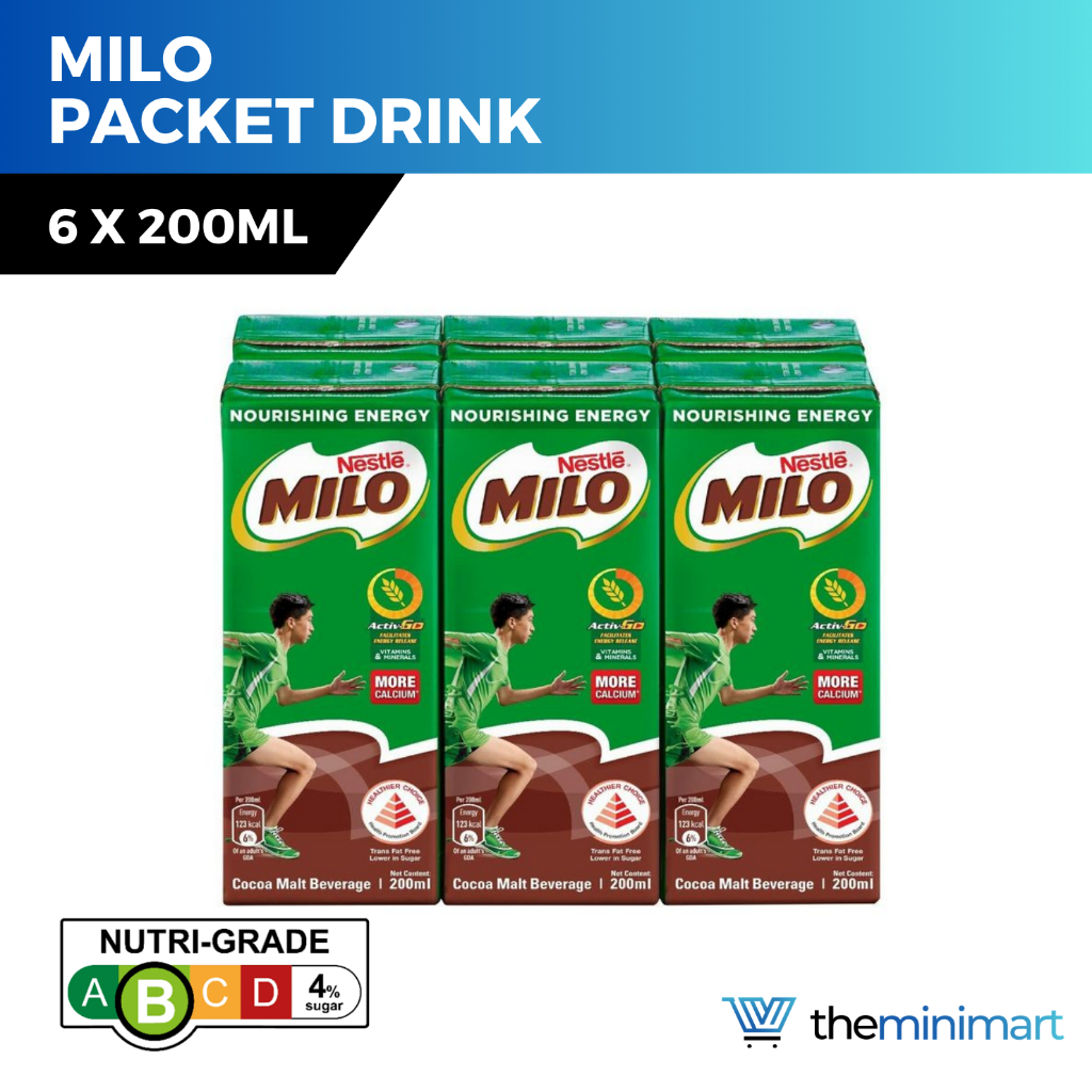 [Bundle of 6] Milo Chocolate Malt Uht Packet Drink 200ml - Energy Boost ...