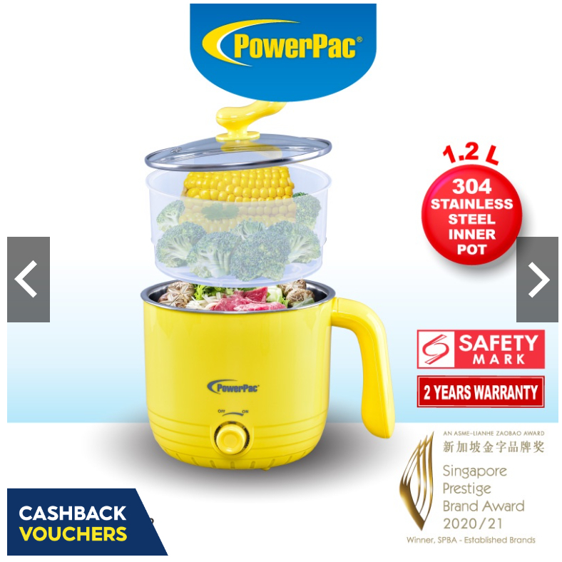 PowerPac Multi Cooker 1.2L steamboat noodle cooker and Food Steamer ...
