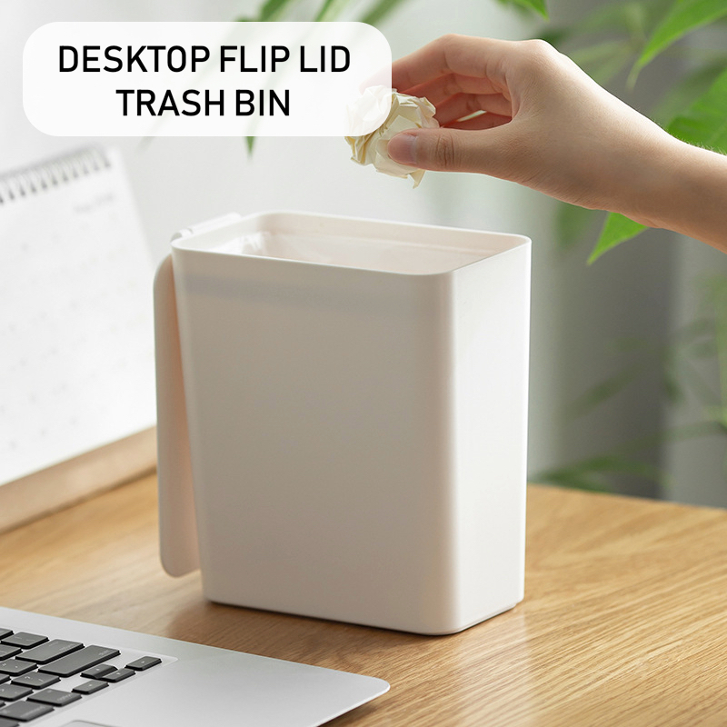Mini Desktop Trash Bin with Flip Lid Trash Can Dustbin | Shopee Singapore