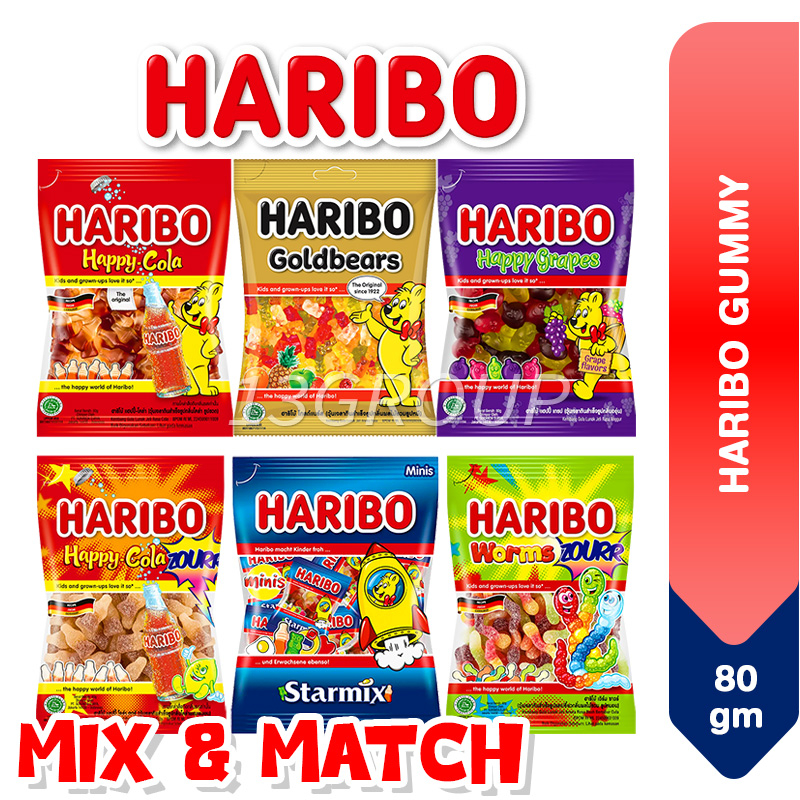 Haribo Gummy Candy Goldbears Happy Grapes Starmix (Assorted), 80g ...