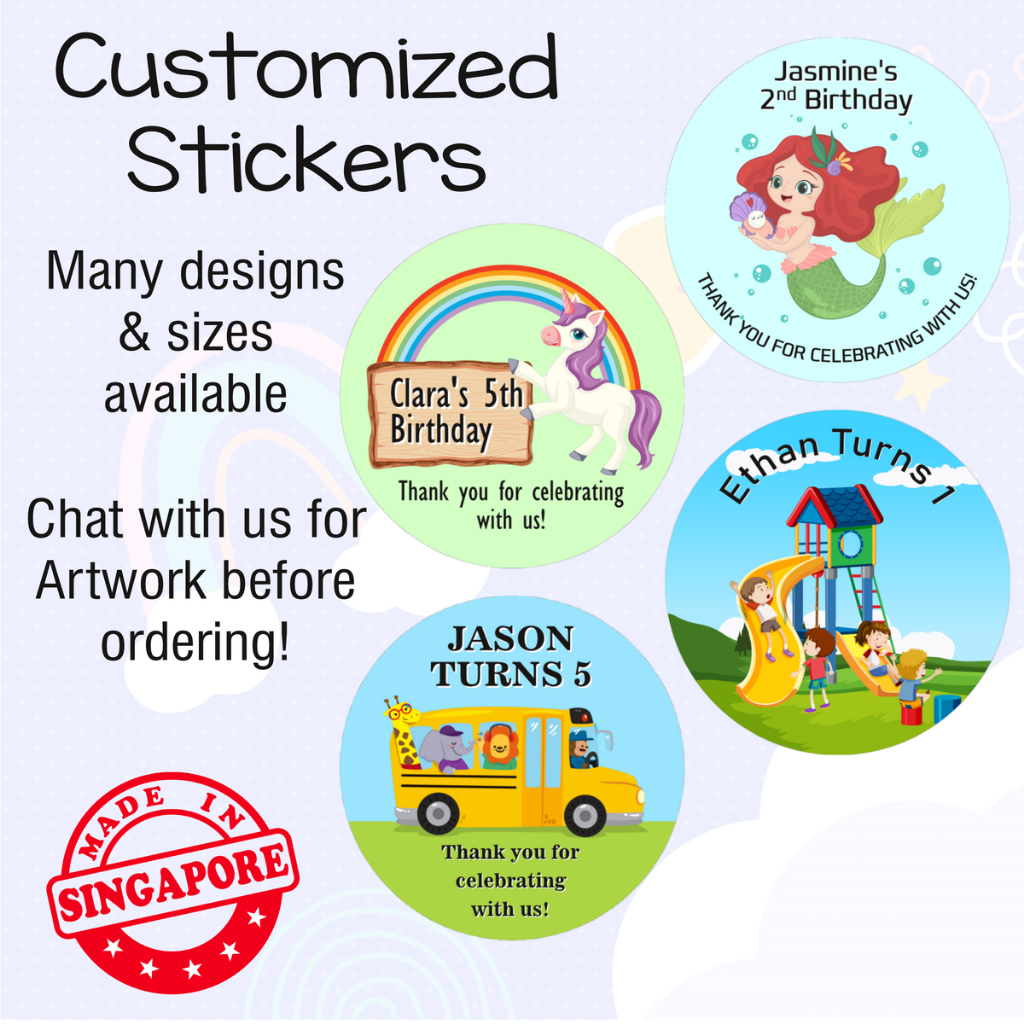 Personalised Thank You Stickers | Customised Kids Birthday Goodies Bag ...