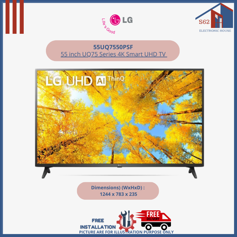 LG 55UQ7550PSF 55 inch UQ75 Series 4K Smart UHD TV with AI ThinQ - Free ...