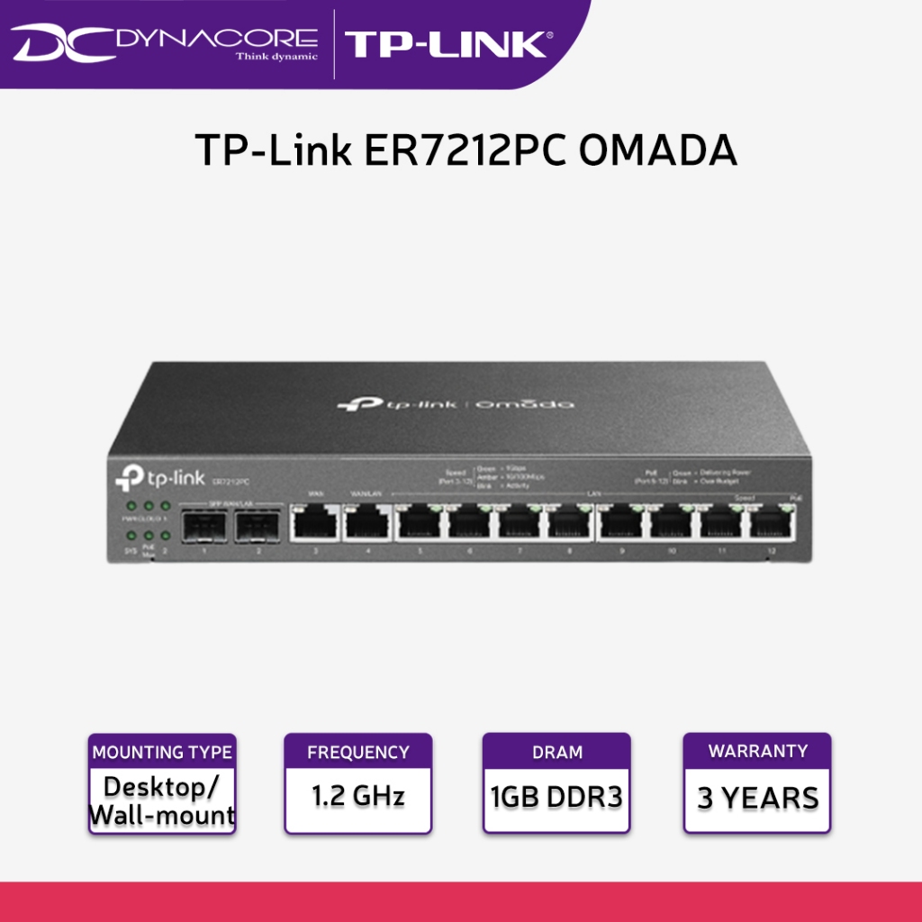 TP-Link ER7212PC OMADA Omada 3-in-1 Gigabit VPN Router With PoE+ AND ...