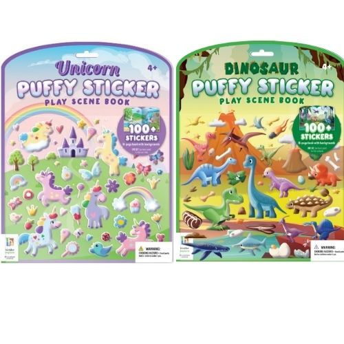 Unicorn/Dinosaur Puffy Sticker Play Scene Book (Hinkler) | Shopee Singapore