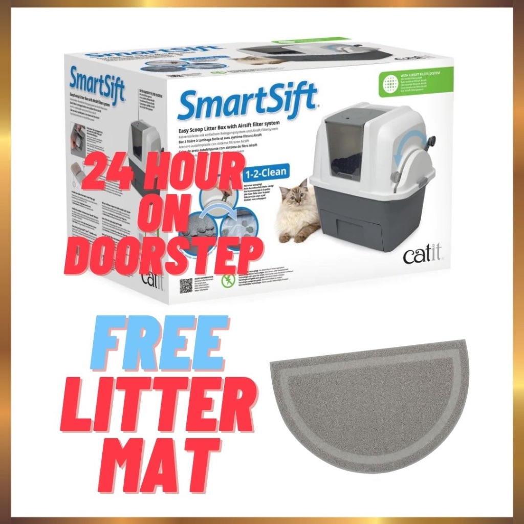 Catit SmartSift Litter Box Airsift Filter with FREE Litter Trapping Mat ...