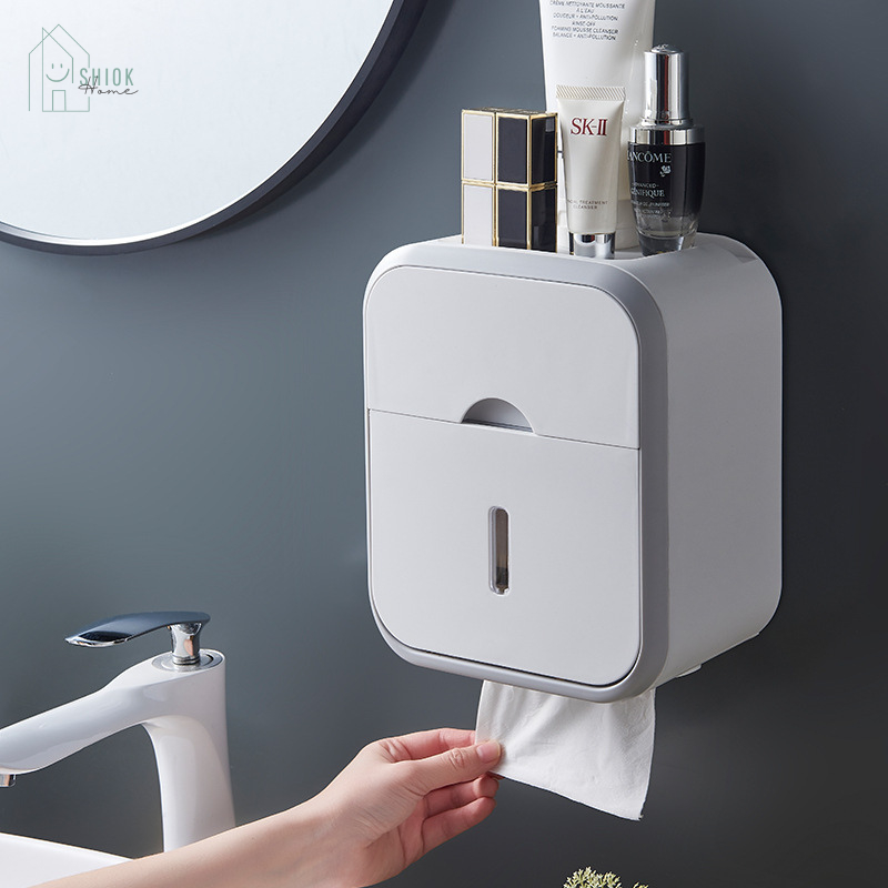 🇸🇬 Ready Stock No Drill Toilet Tissue Paper Roll Holder Cover Drawer ...