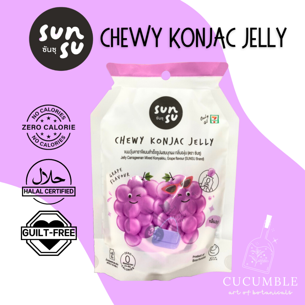 SunSu Chewy Konjac Jelly Assorted NEW Flavours, 16g. x 6pcs/pack - Halal (Thai Imported Snacks ...