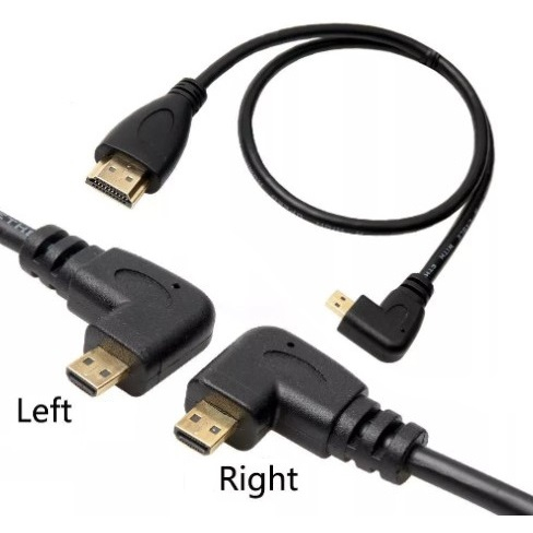 Mini HDMI Micro HDMI to HDMI Short L Shape Cable Right Left Angle 1080P ...