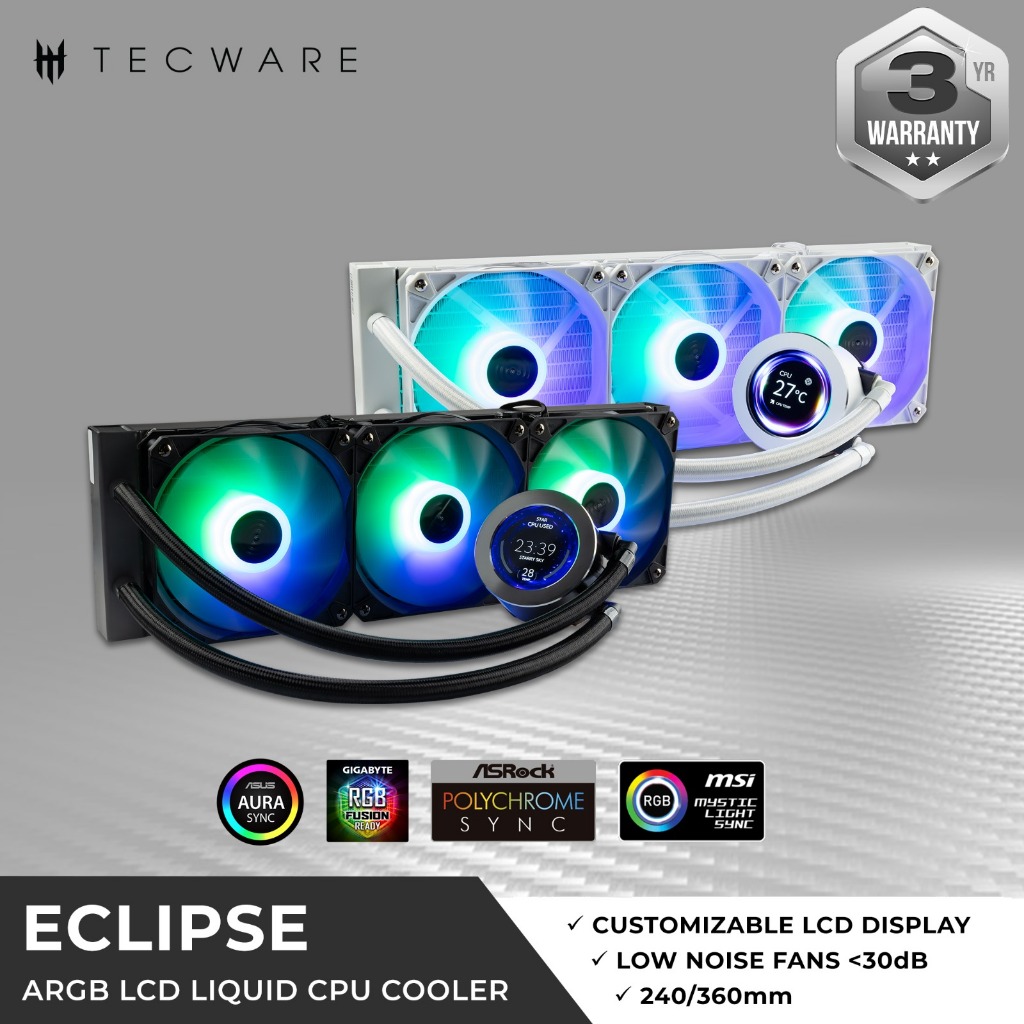 Tecware Eclipse 240 360 Argb Lcd Cpu Cooler [2 Color Options