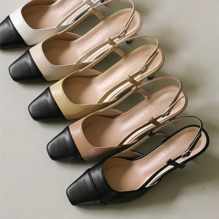 [SAPPUN] Irove two tone Slingback heels (5cm) | Shopee Singapore