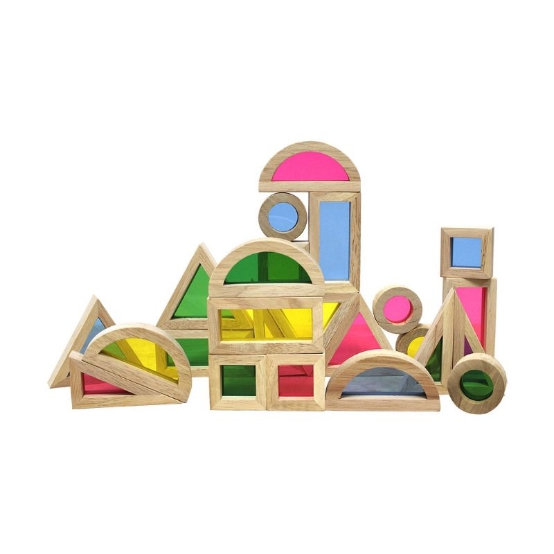 24pcs Sensory Rainbow Wooden Blocks Montessori Baby Toddler Preschooler ...