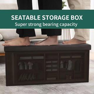 Storage Stool box Leather Sofa Storage Box Large Sofa Chair Bench Seat ...