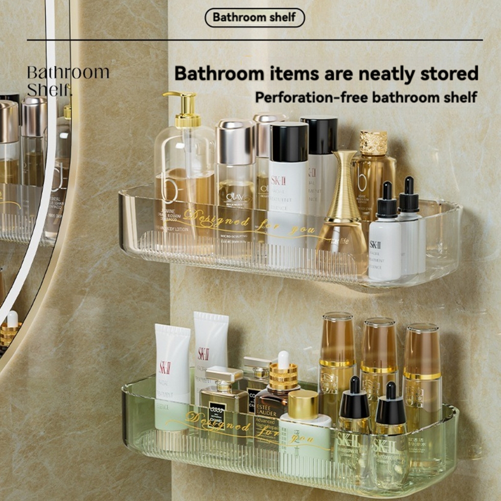 No-Drill Wall Mounted Bathroom Rack Storage Shelf for Toiletries Toilet ...