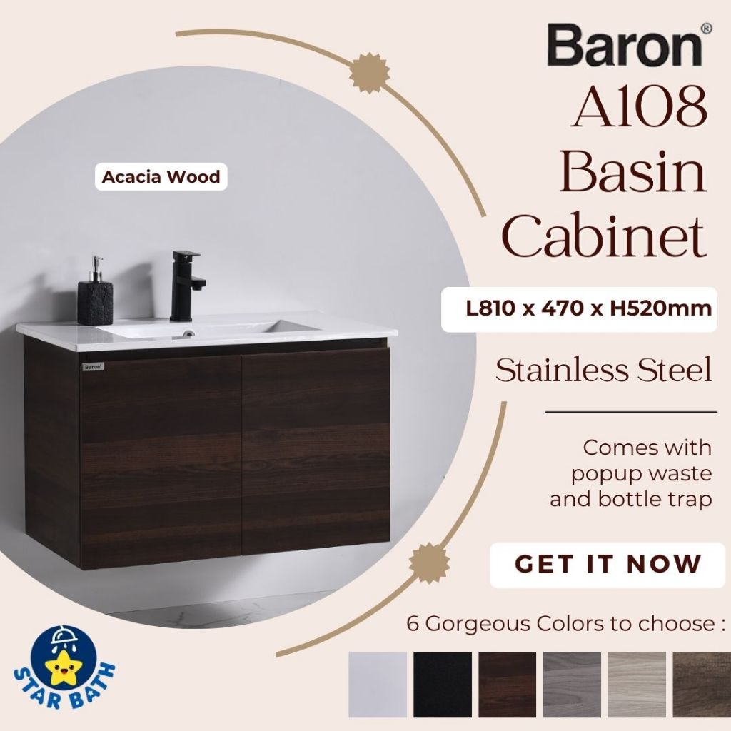 Baron A108 Basin Cabinet (with insert basin) | Shopee Singapore