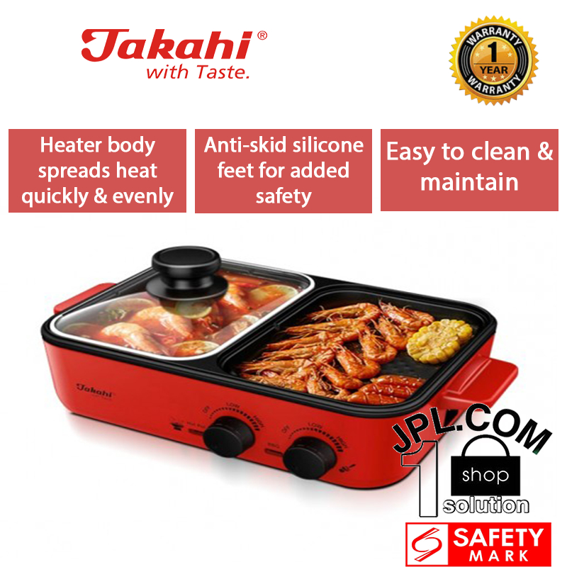 Takahi 2-in-1 Electric Hot Pot & BBQ Grill Model 2280 (Mini Steamboat ...