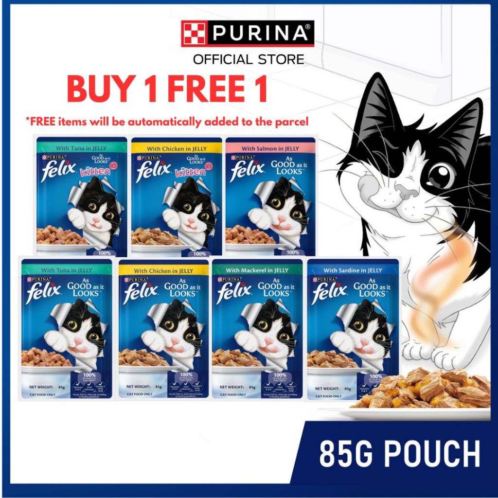 [Bundle of 12] (Buy 1 Get 1 Free Promo) Felix Cat Wet Food Pouch 85g ...