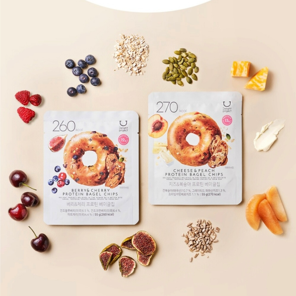 [Olive Young] Delight Project Protein Bagel Chips 2 Types / Berry ...