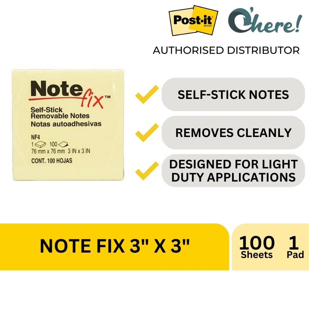 3M Post-it Note Fix 3'' x 3'' 100 Sheets/Pad | Shopee Singapore