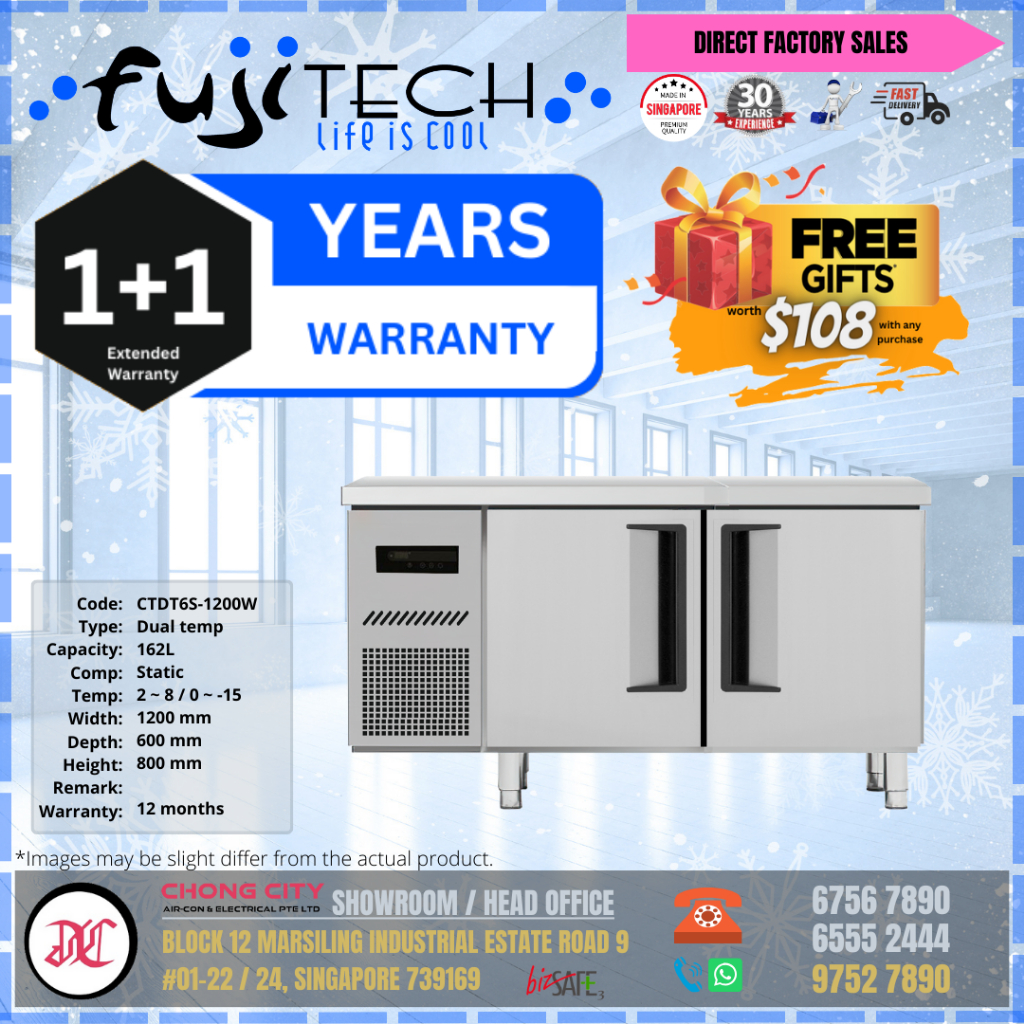 FUJITECH 2 DOOR STATIC COUNTERTOP Dual temp - CTDT6S-1200W | Shopee ...
