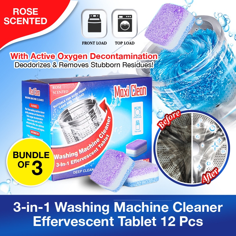 Maxi Clean Bundle of 3 Box 3-in-1 Washing Machine Cleaner Effervescent ...